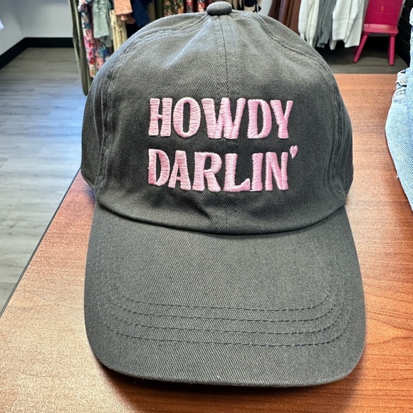 Accessories | Howdy Darlin Gray Cap With Pink Embroidery | Poshmark